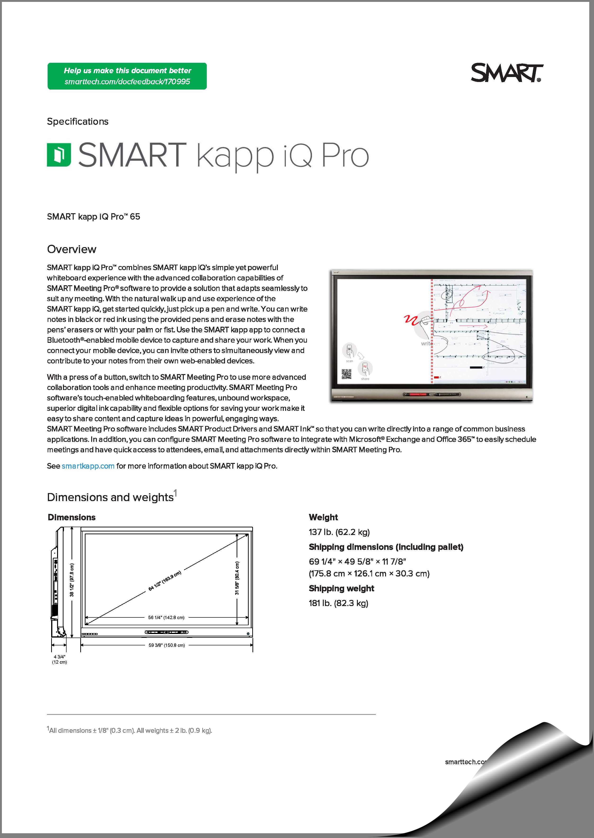 SMART kapp iQ Pro Spec Sheet – SMART kapp
